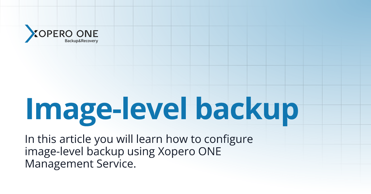 Image-level backup | Xopero ONE Knowledge Base